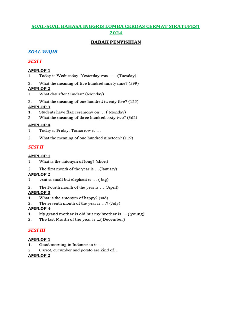 Soal LCC MTK Siratufest 2024 | PDF