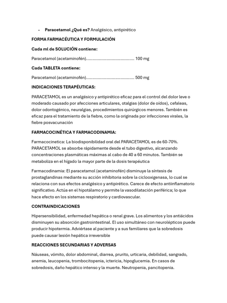 Platica Paracetamol | PDF | Medicina CLINICA | Drogas