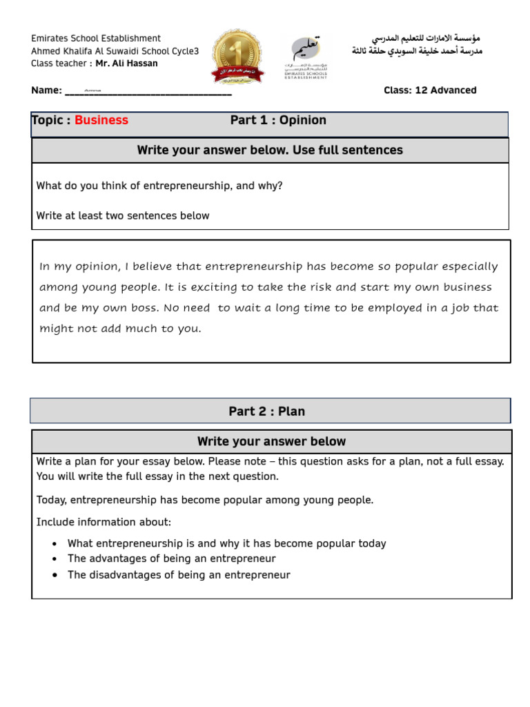 EoT Mock Writing Exams & Answers - T2!23!24-12 Adv | PDF | Anxiety | Citizenship