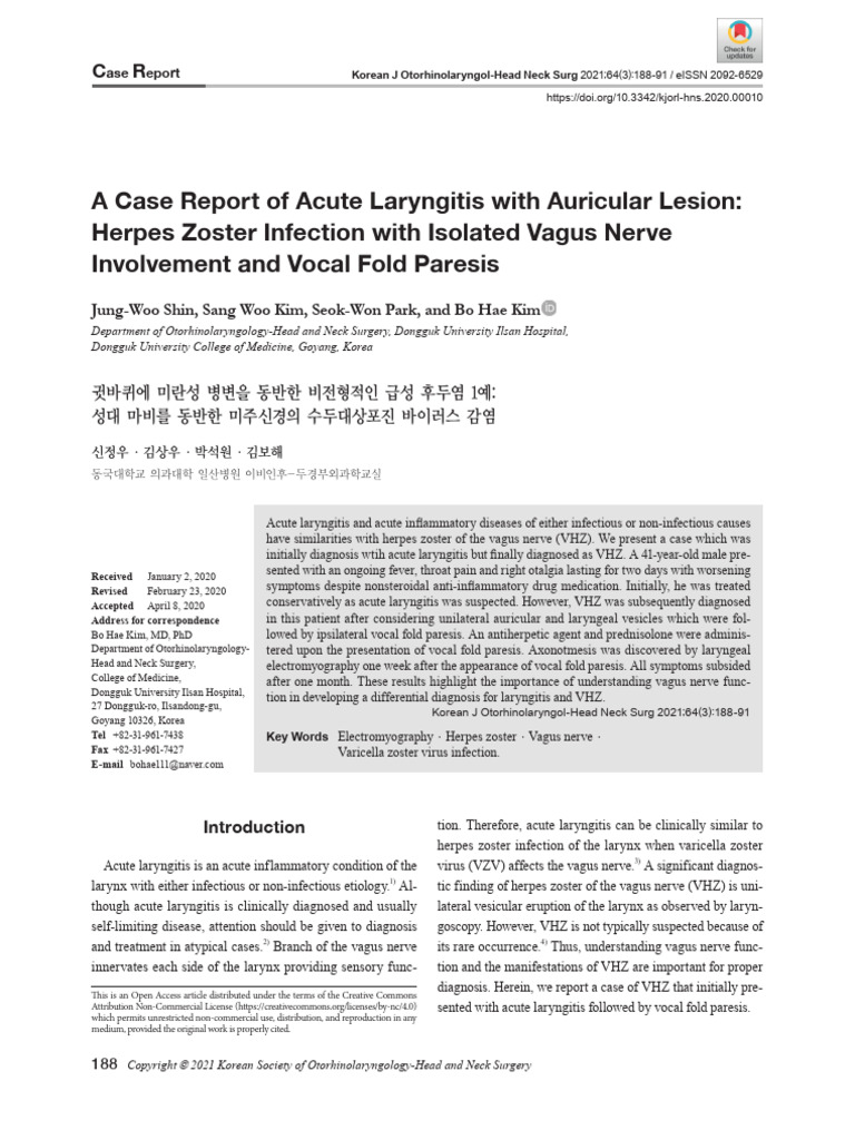 A Case Report of Acute Laryngitis | PDF | Larynx | Electromyography