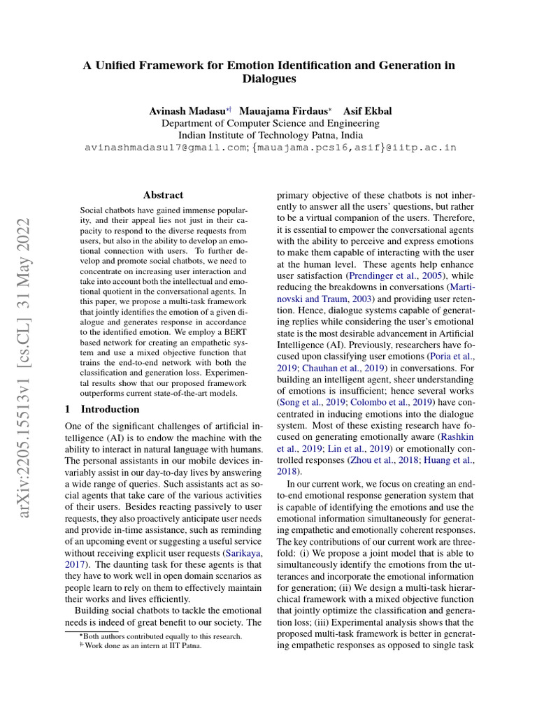 A Unified Framework For Emotion Identification and | PDF | Learning | Cognition