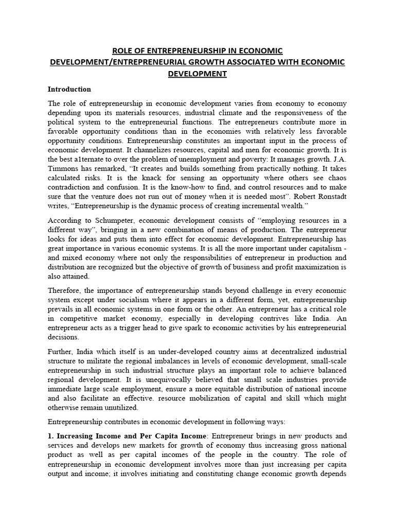 Role of Entrepreneurship in Economic Development-1 | PDF ... Role of Entrepreneurship in Economic Development-1 | PDF ...