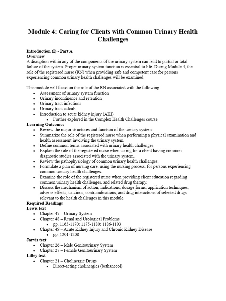 NSGD 2117 - Module 4 Worksheet | PDF | Urinary System | Urinary ...