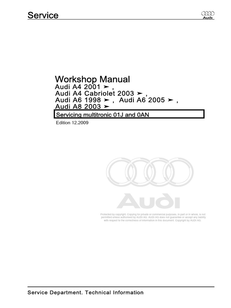 A005AI00220-Servicing Multitronic 01J and 0AN | PDF | Audi | Nut (Hardware)