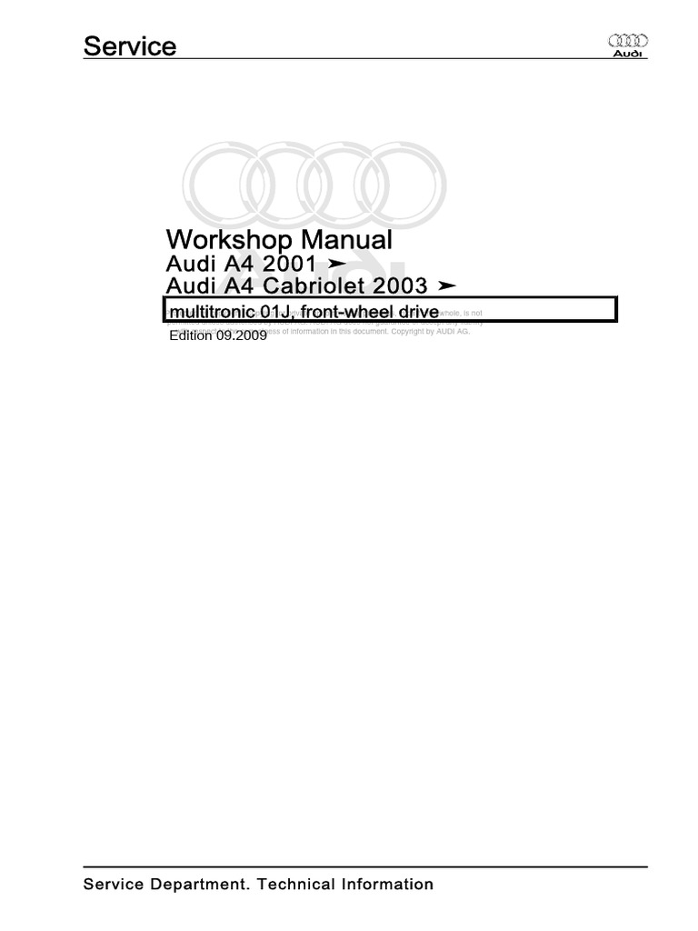 A0059006020-Multitronic 01J Front-Wheel Drive | PDF | Audi | Automotive Industry