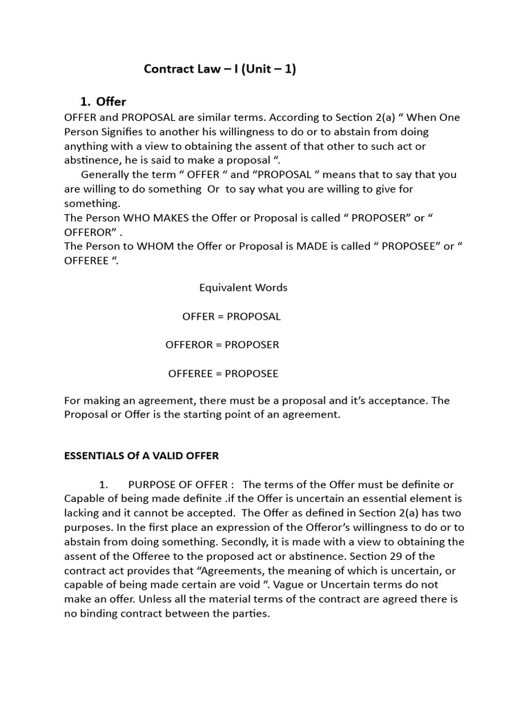 Contract Law | PDF | Consideration | Offer And Acceptance