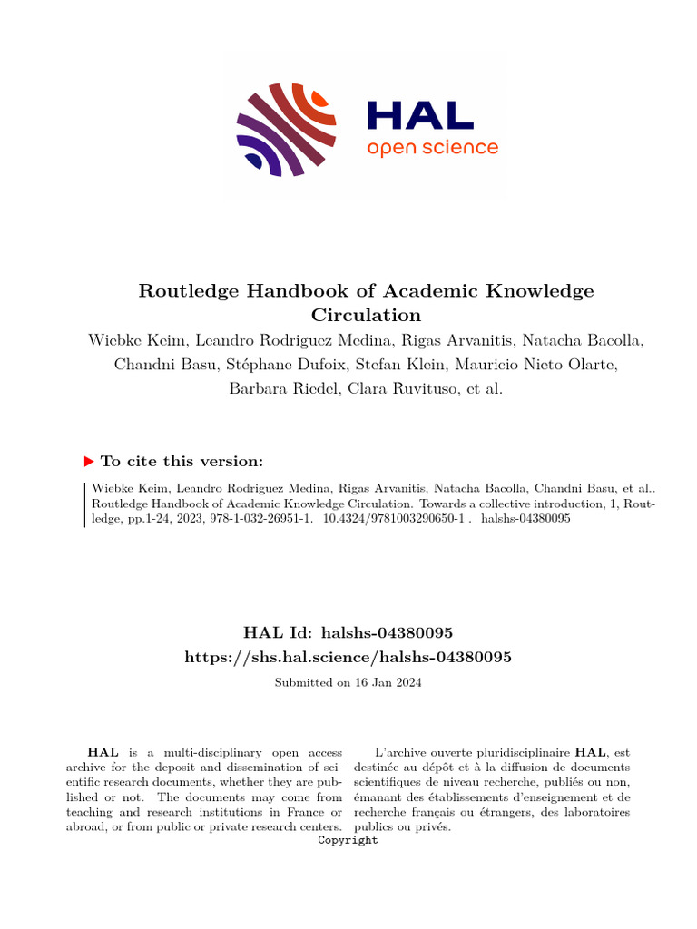 Handbook of Academic Knowledge Circulation | PDF | Knowledge | Science