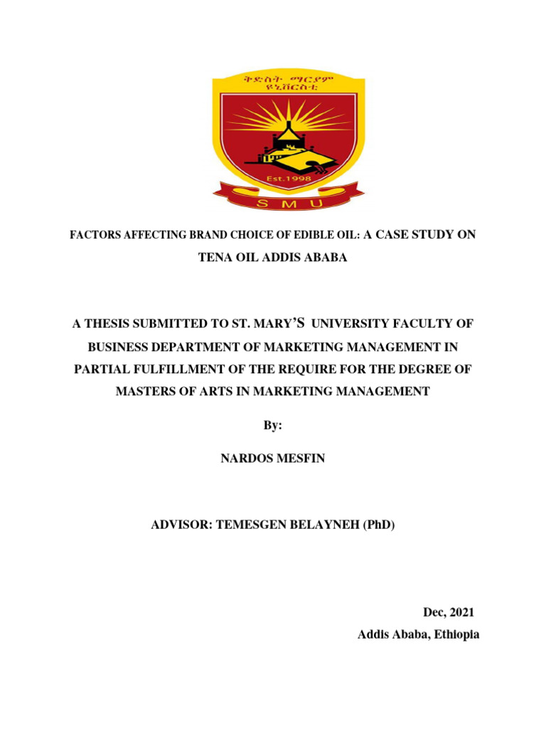 Nardos Mesfin Final Research5555555 | PDF | Brand | Methodology
