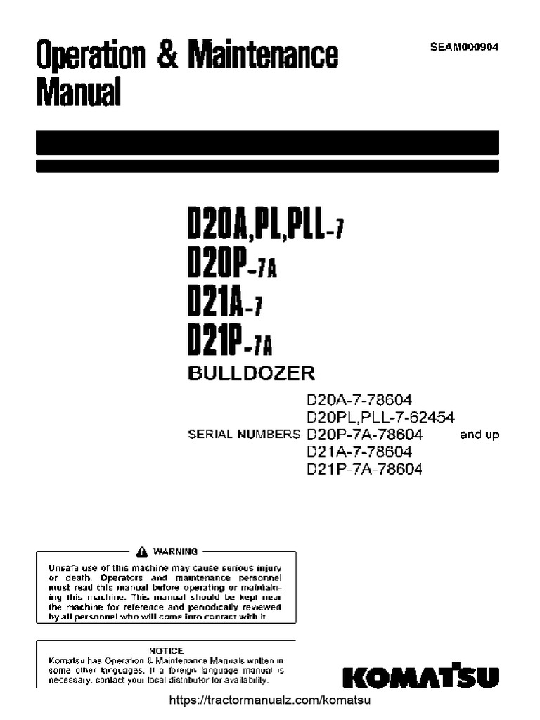 Komatsu D20 Bulldozer Overview | PDF