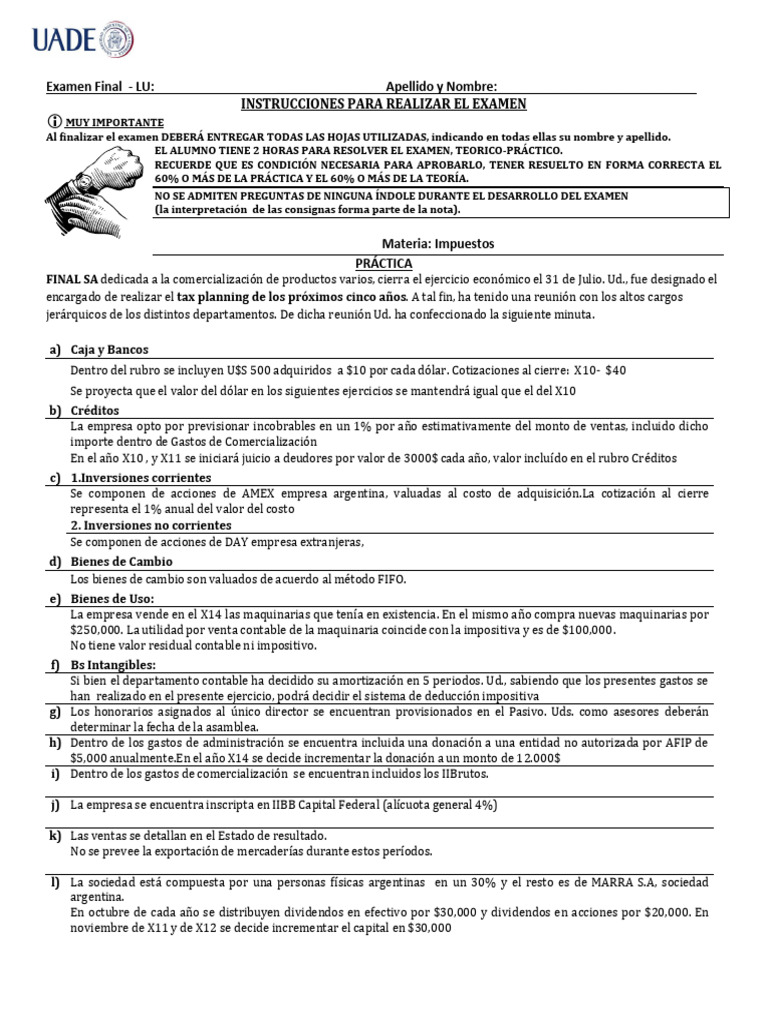 Modelo de Final de Impuestos | PDF | Business | Economía Financiera