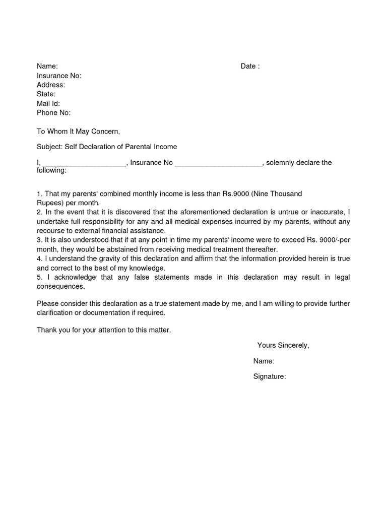 Esic Self Declaration Form Pdf