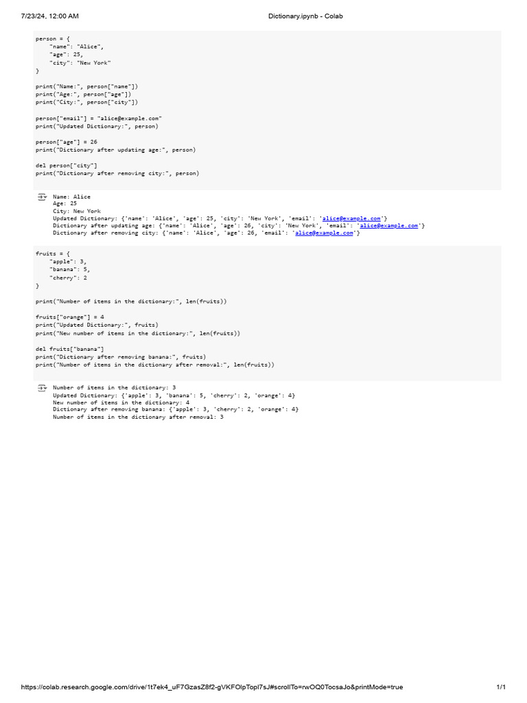 Dictionary - Ipynb - Colab | PDF