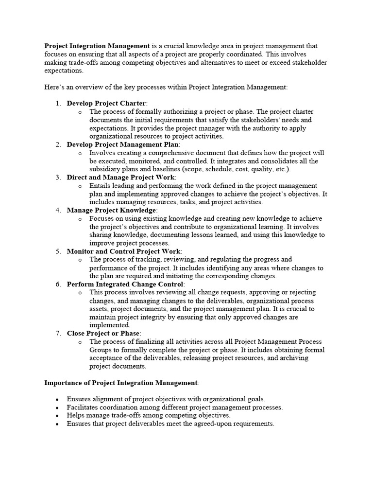 Project Integration Management Overview | PDF | Project Management ...
