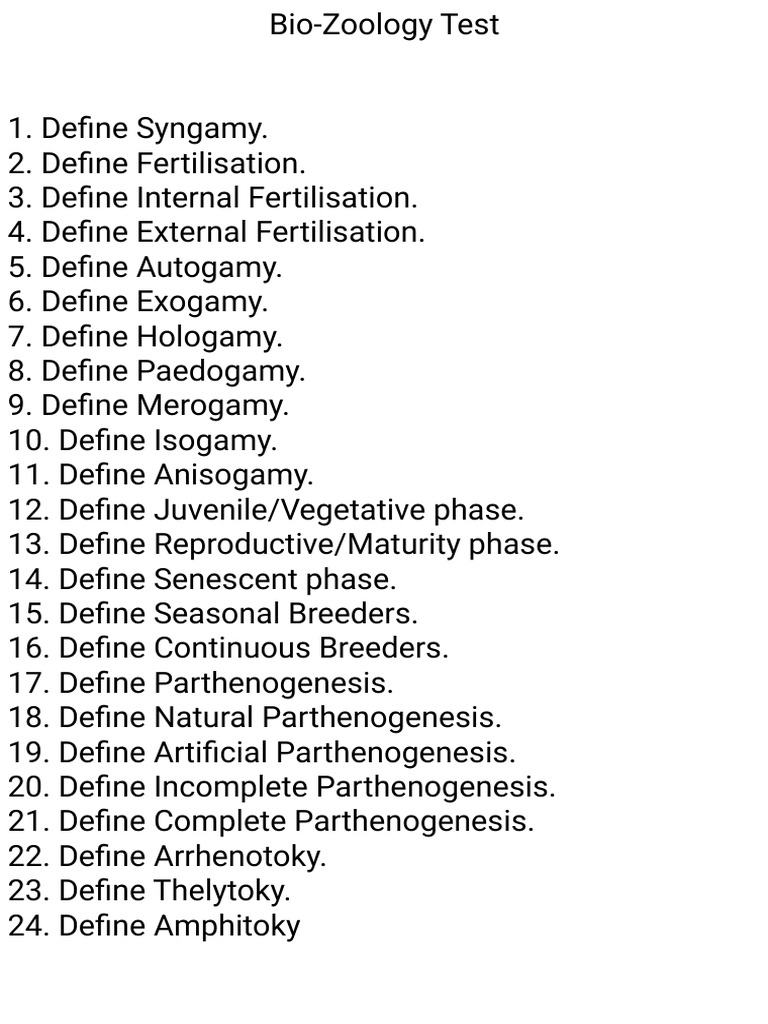 Bio Zoology Test | PDF