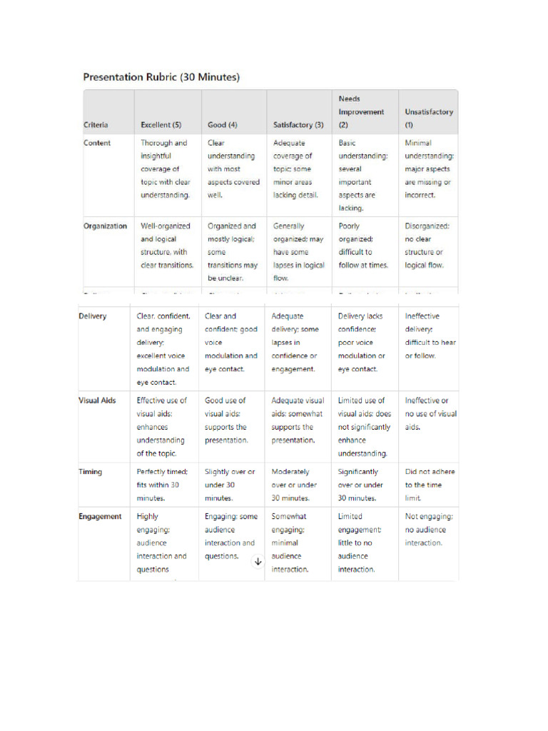 Rublic For A Presentation | PDF