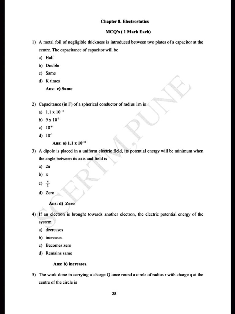 Question Bank | PDF | Capacitor | Capacitance