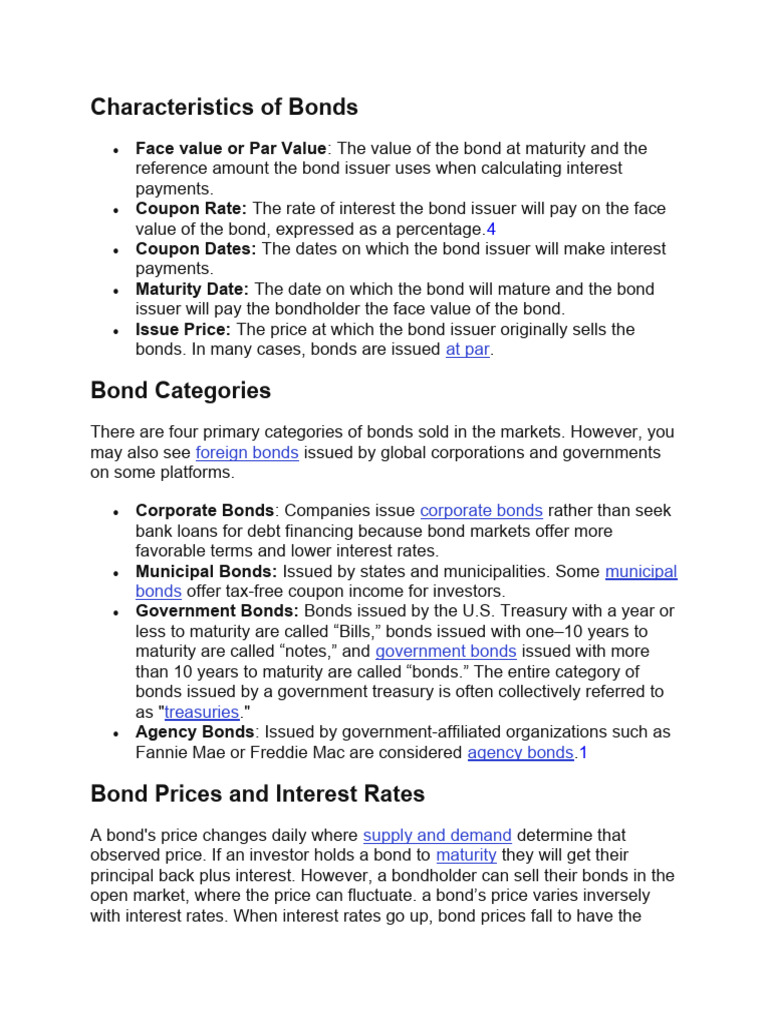 Characteristics of Bonds | PDF | Bonds (Finance) | Interest
