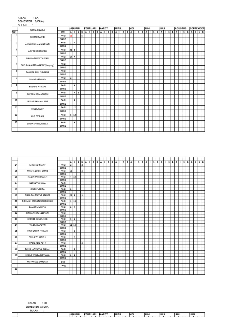 Rekap Absen Siswa 2022 2023 | PDF