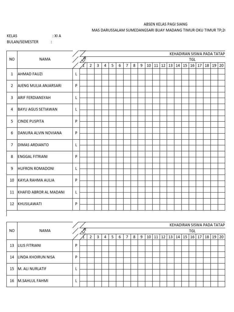 Absen Murid 2023-2024 | PDF