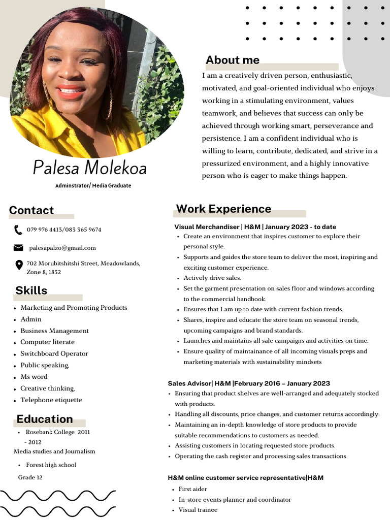 Resume of Palesa M | PDF | Marketing | Business