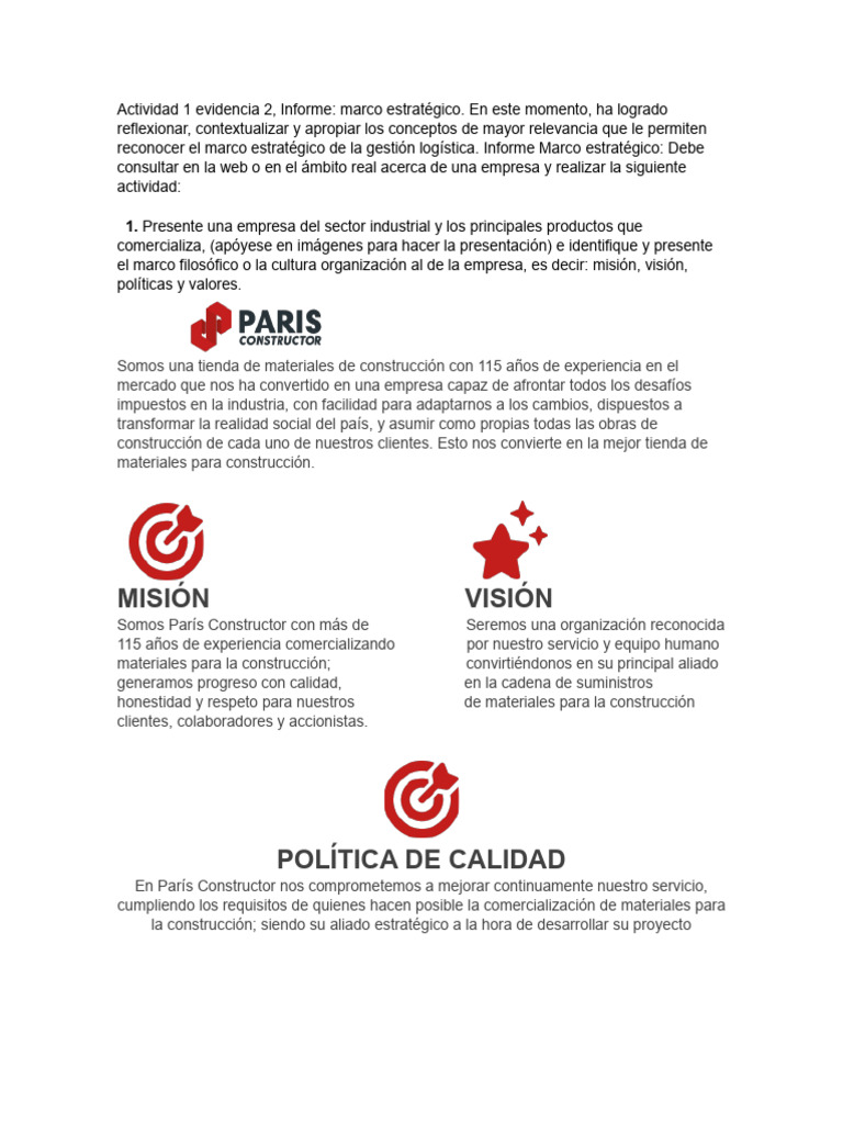 Actividad 1 Evidencia 2 | PDF | Business | Logística