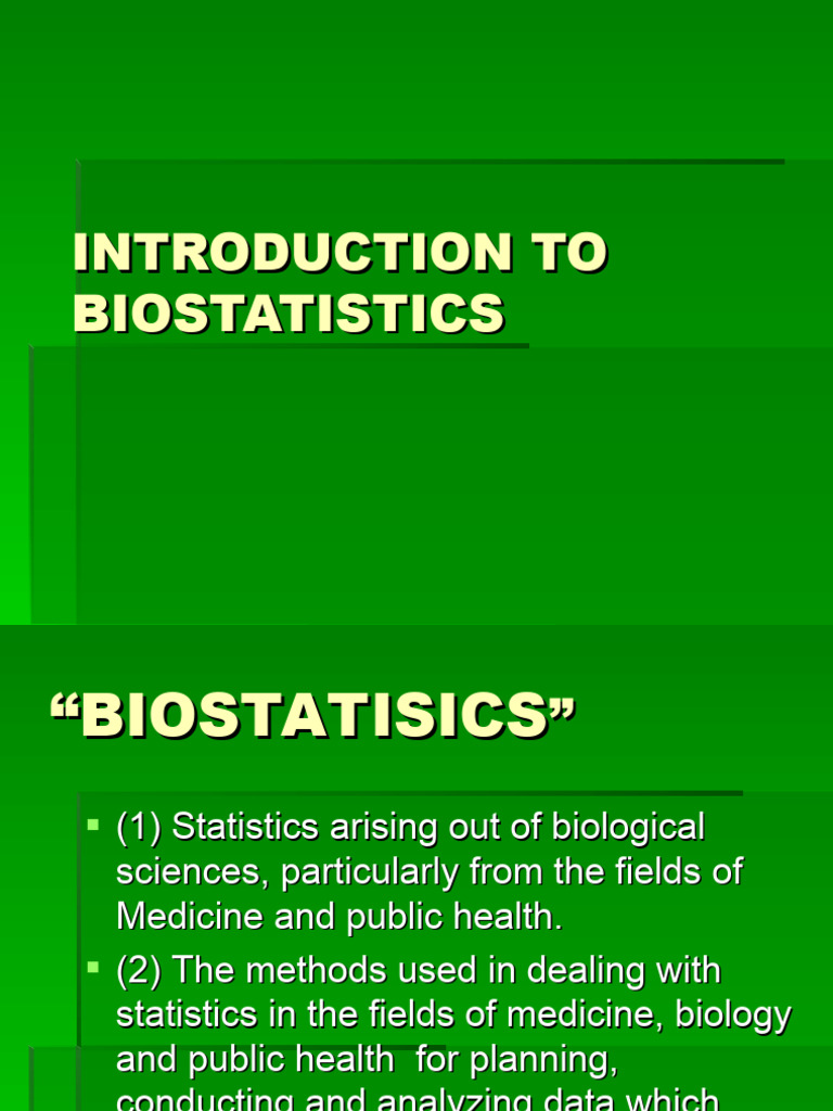 1 Introduction To Biostatistics | PDF | Statistics | Biostatistics