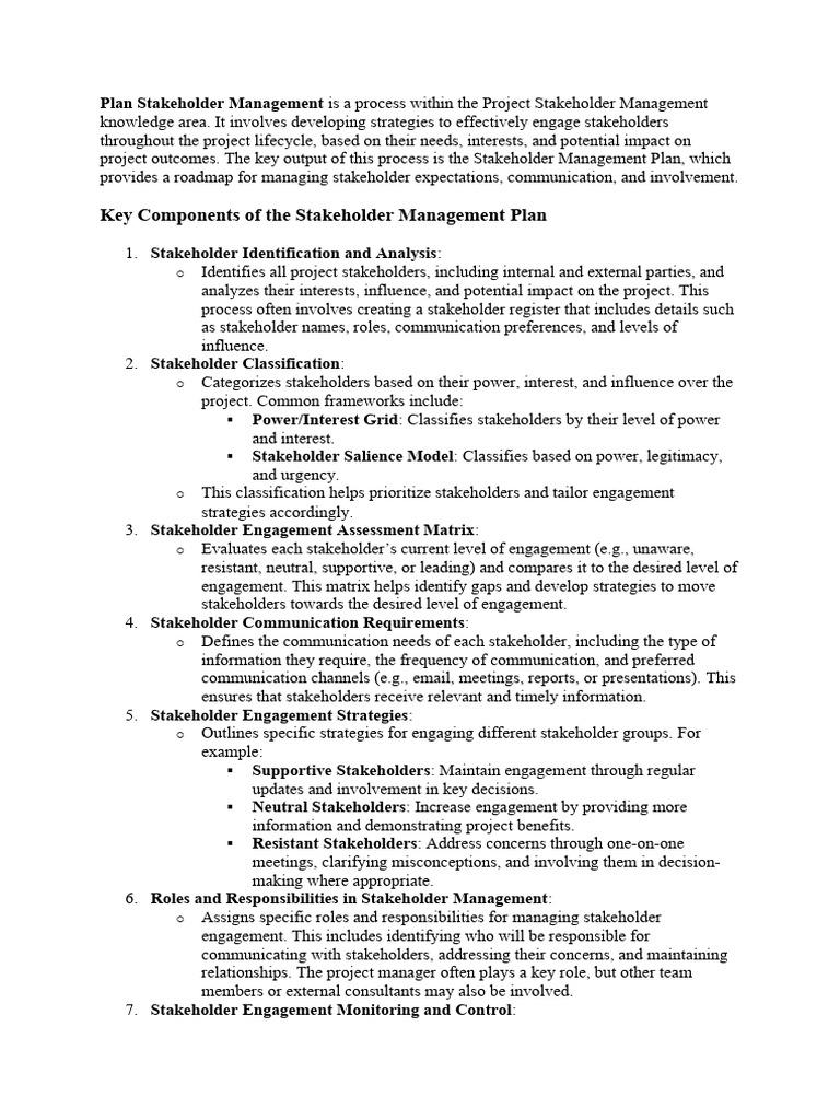 Effective Stakeholder Management Plan | PDF | Communication | Risk ...