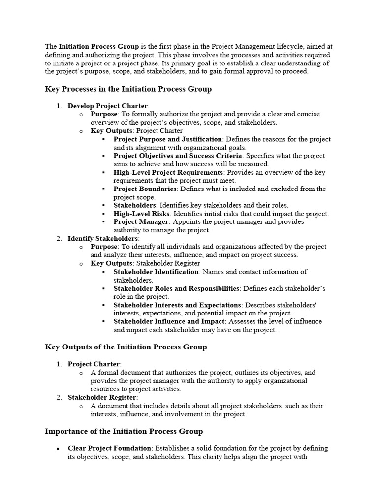 The Initiation Process Group | PDF | Risk | Goal