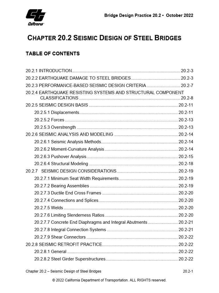 2022 Chapter 20 Seismic Design of Steel Bridges | PDF | Deformation (Engineering) | Earthquake ...