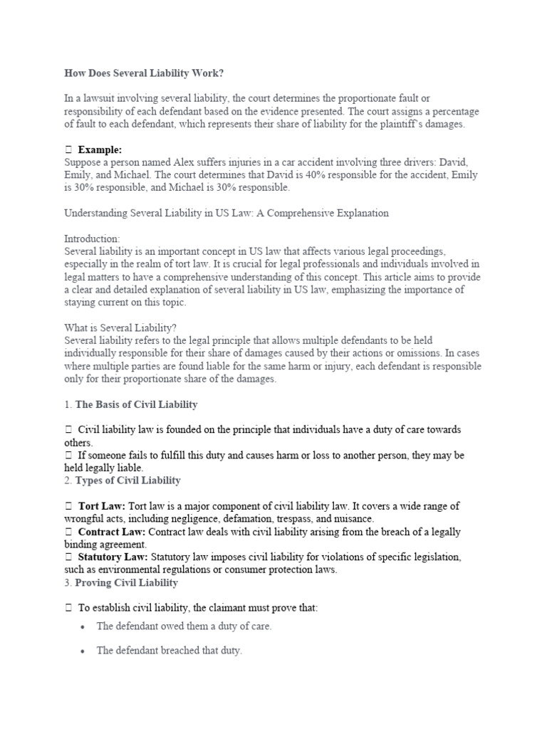 How Does Several Liability Work | PDF | Legal Liability | Damages