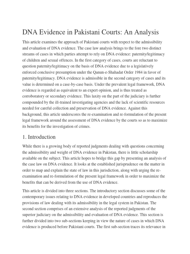 DNA Evidence in Pakistani Courts | PDF | Dna Profiling | Bail