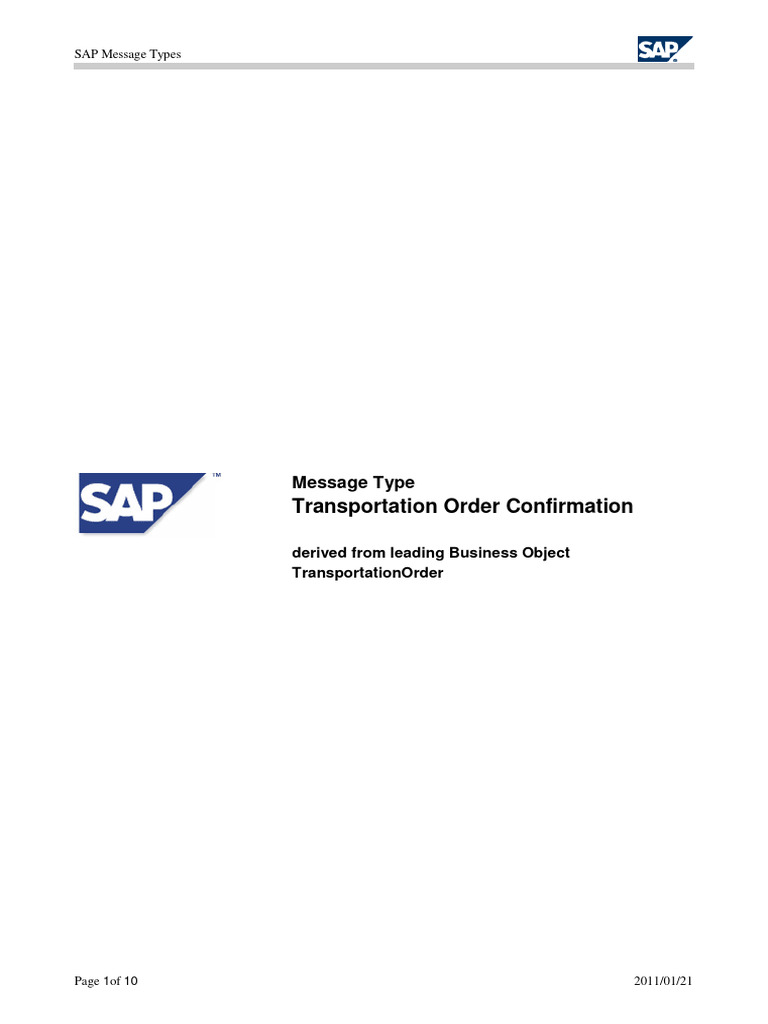 Transportation Order Confirmation Overview | PDF | Identifier | Cargo