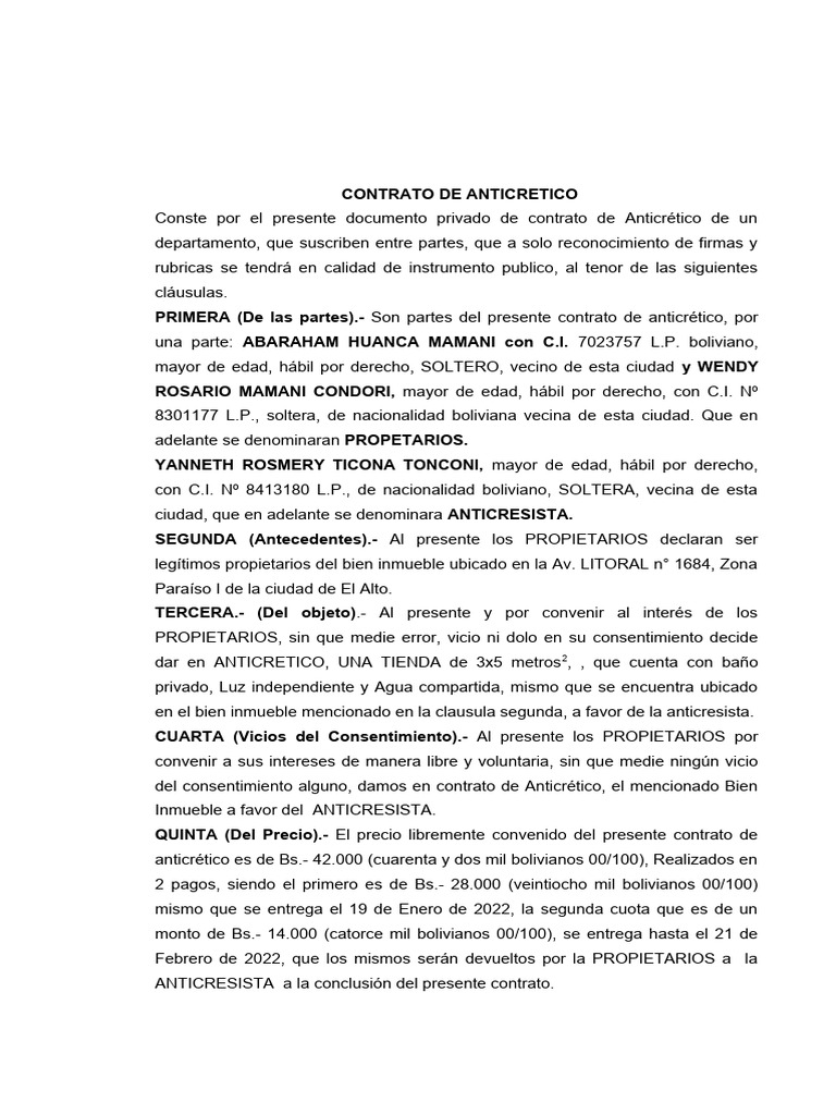 ANTICRETICO 2022 | PDF