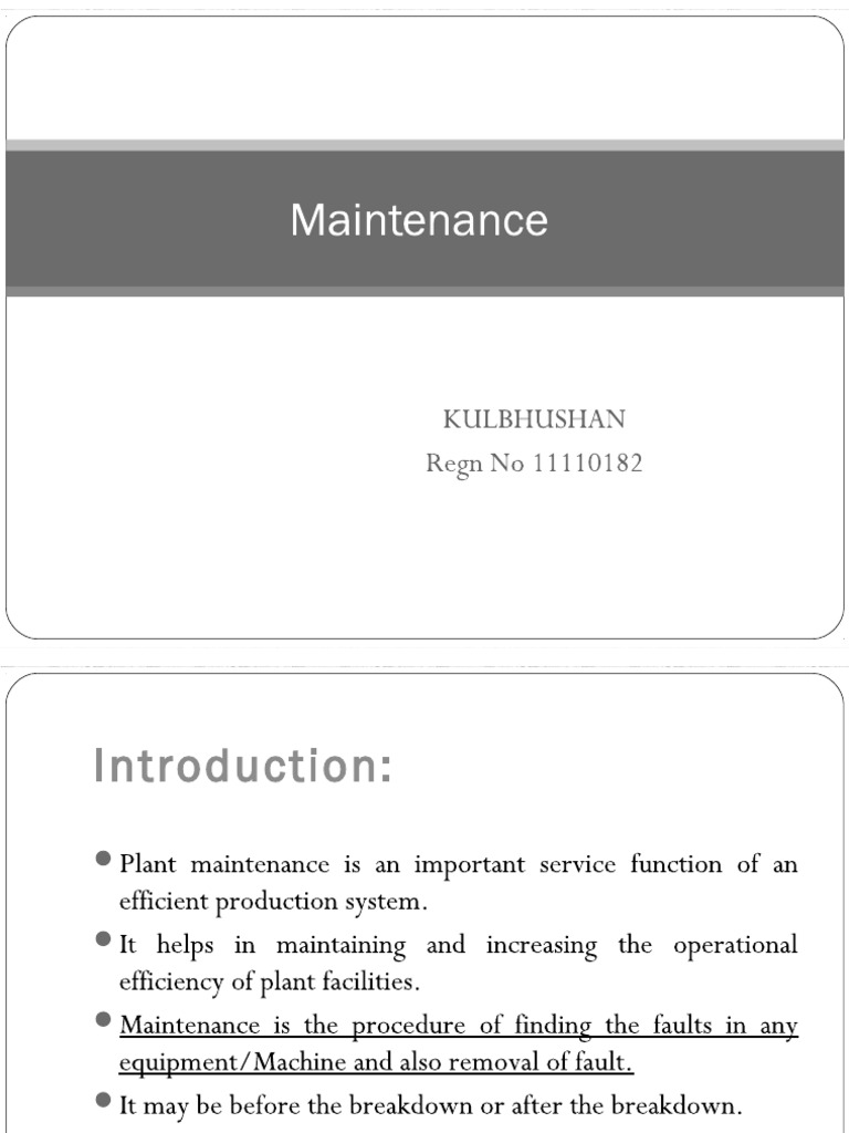 Maintenece 1 | PDF