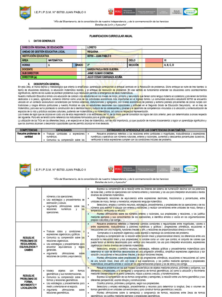 2do Programacion Anual 2024 | PDF | Ecuaciones | Números