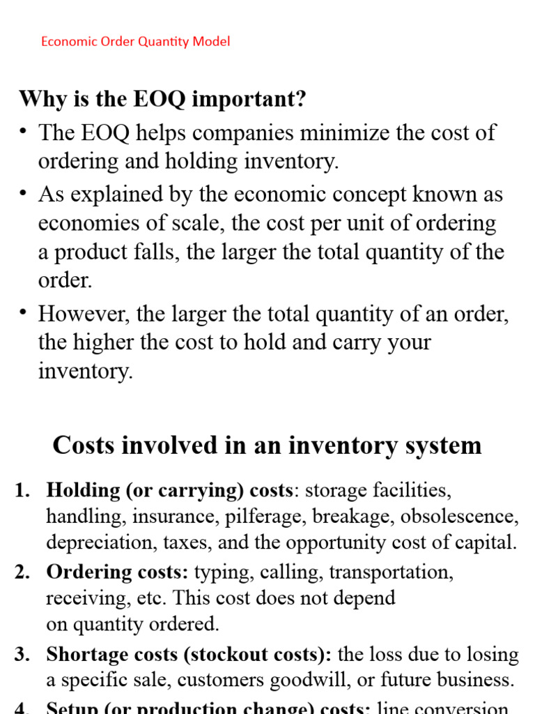 2024 - 1 - Tutorials Slides On EOQ+ROP+IT Grade | PDF | Logistics ...