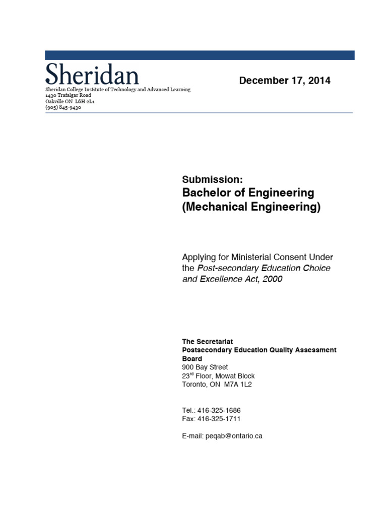 Sheridan Mechanical Engineering Program | PDF | Engineering | Project Based Learning