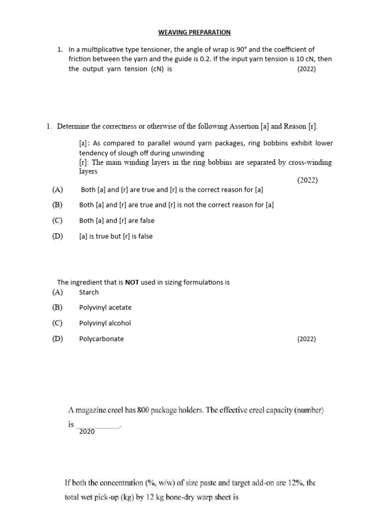Weaving Preparation Updated Till2022 | PDF | Yarn | Loom