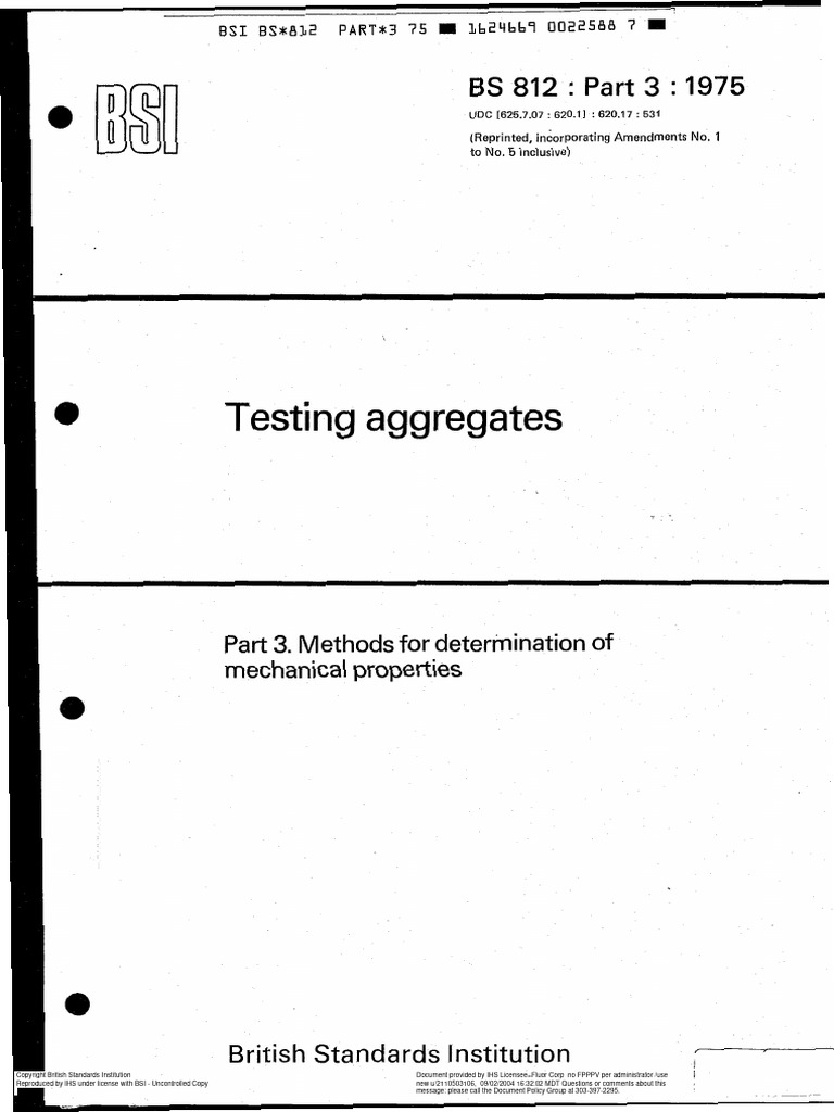 BS 812-3 1975 | PDF | Sampling (Statistics) | Concrete
