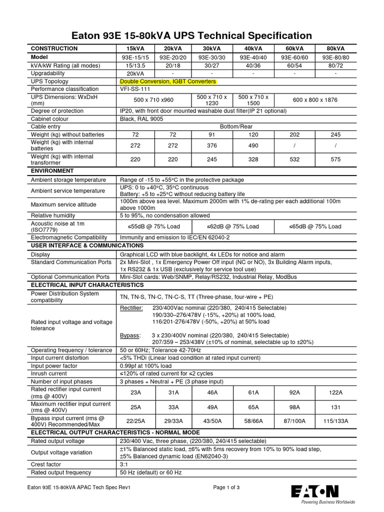 Diagrama de Conexion Eaton 93E | PDF | Electrical Equipment ...