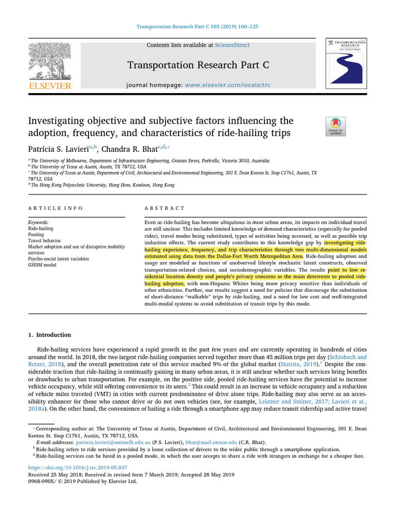 Factors Influencing Adoption, Frequency, and Characteristics of Ride ...