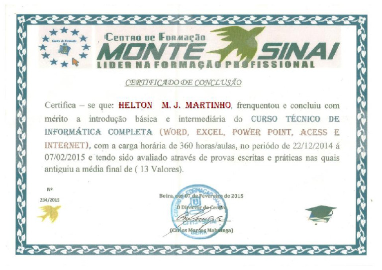 Certificado Informatica | PDF