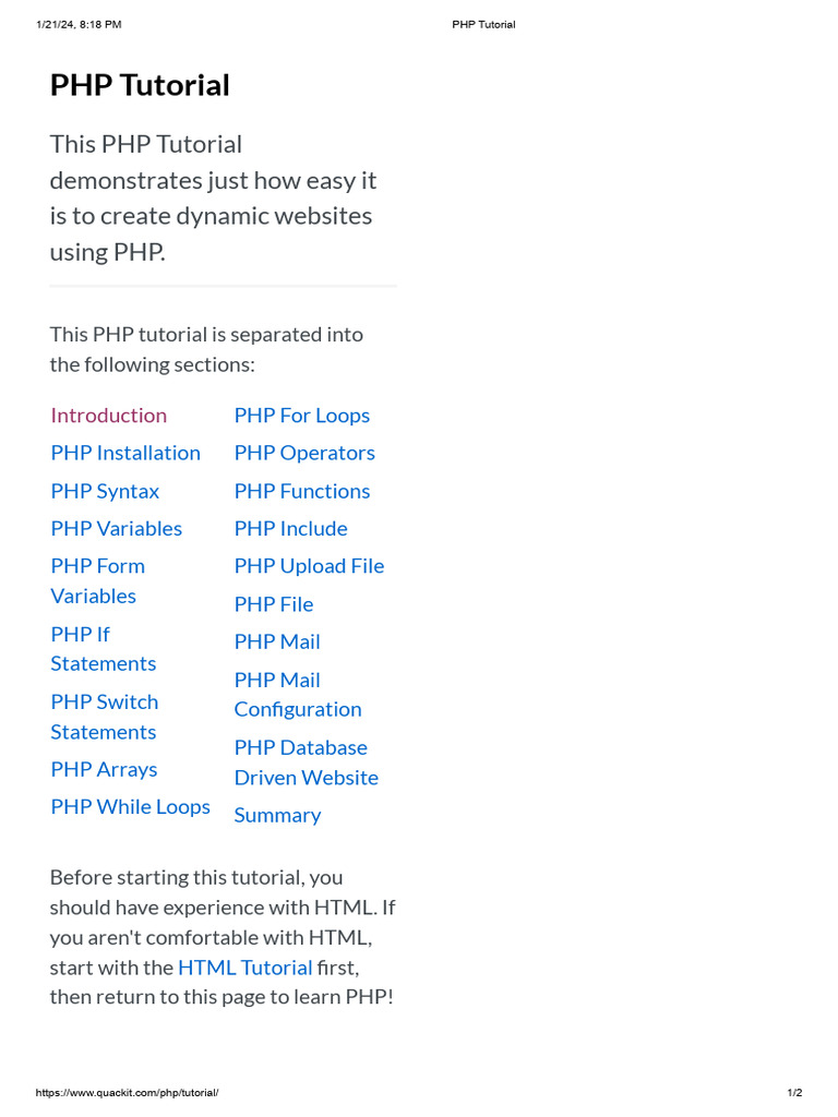 0-PHP Tutorial | PDF | Business