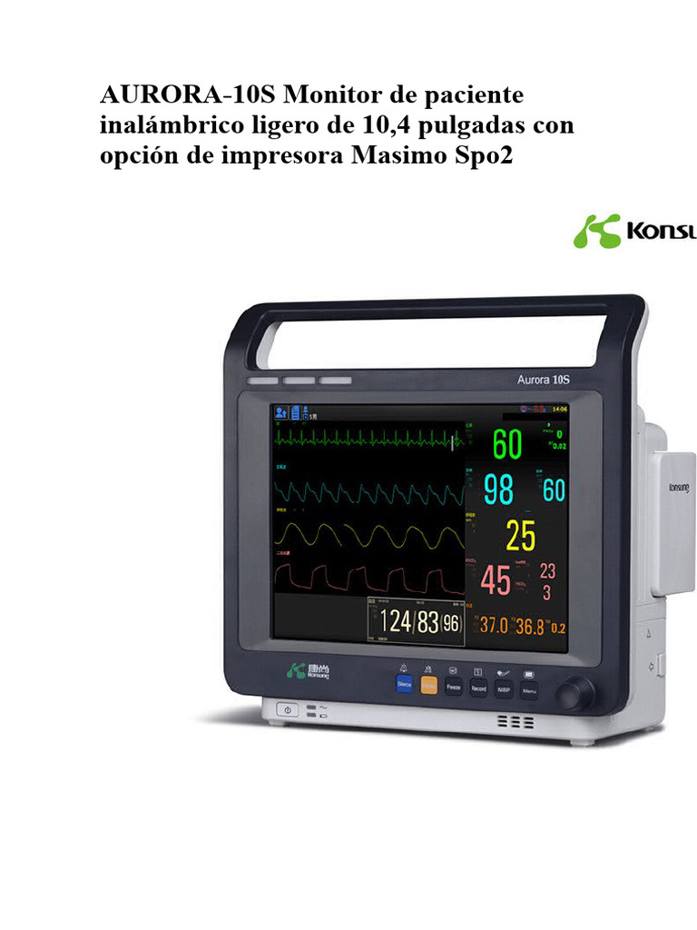 AURORmonitor Multiparametro de 5 Modelo 10 Konsung Aurora | PDF ...