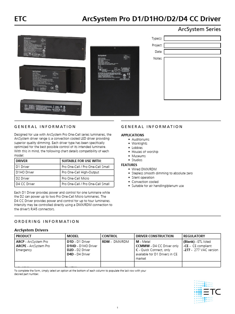 ArcSystem Pro LED Driver Specifications | PDF | Alternating Current ...