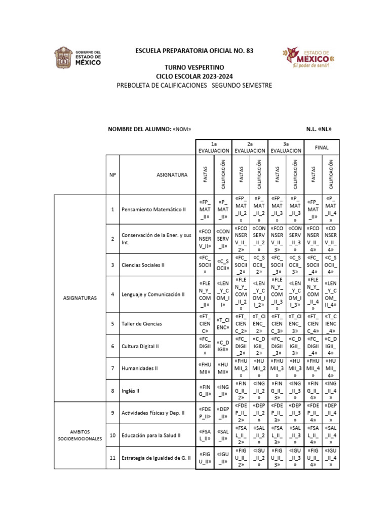 PREBOLETA 2do SEM 1°3 CE 23-24 | PDF