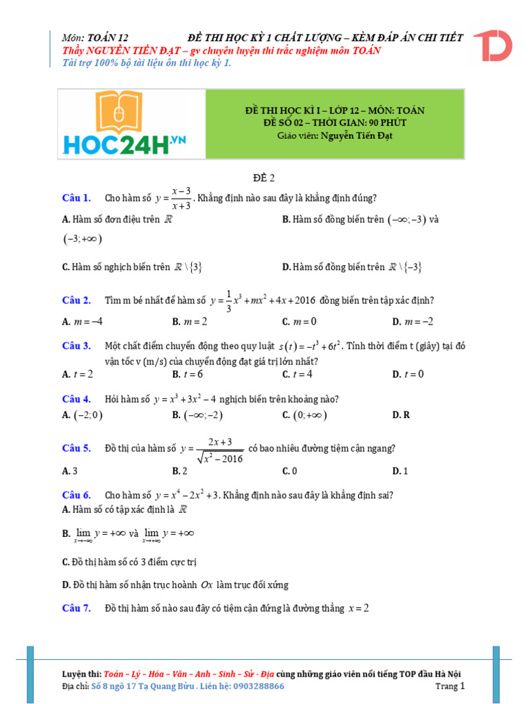 De 2 - Lop 12 | PDF