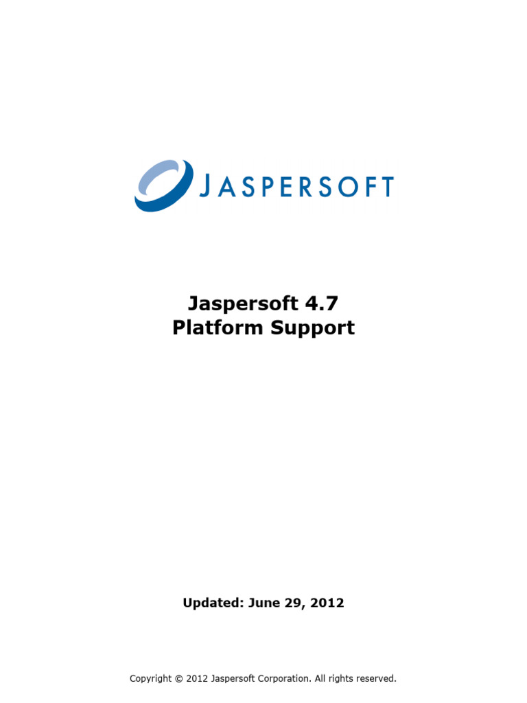Jaspersoft Platform Support V4.7 | PDF | Java (Software Platform) | Sql
