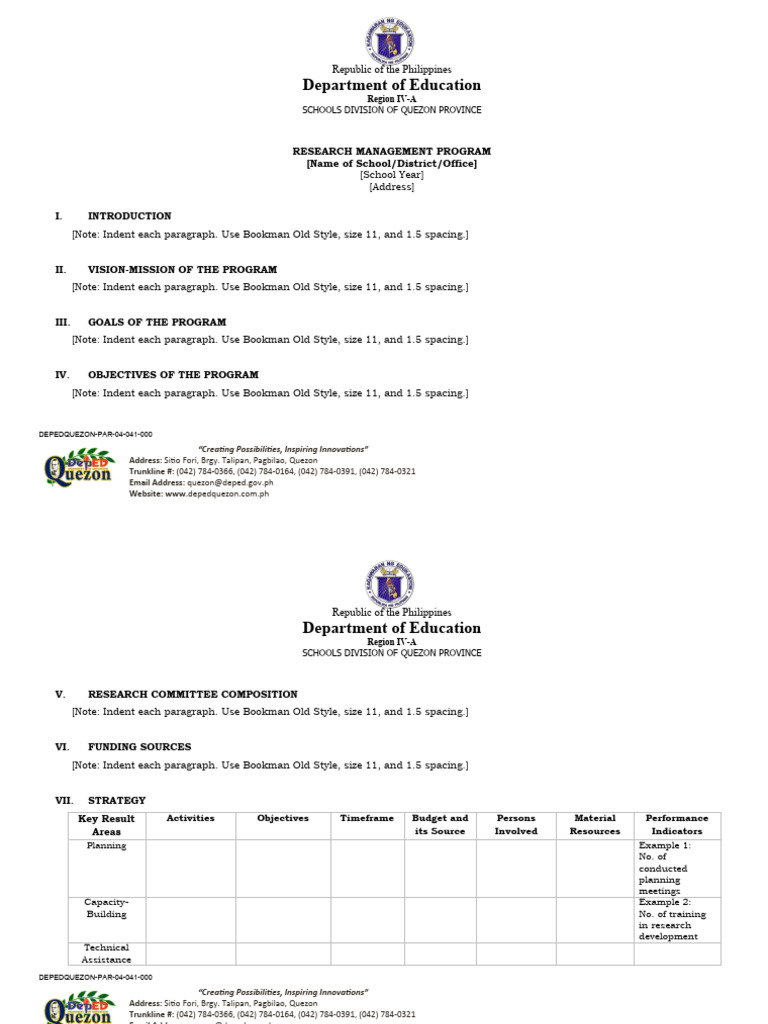 14 RESEARCH MANAGEMENT PROGRAM TEMPLATE 2023 | PDF | Paragraph