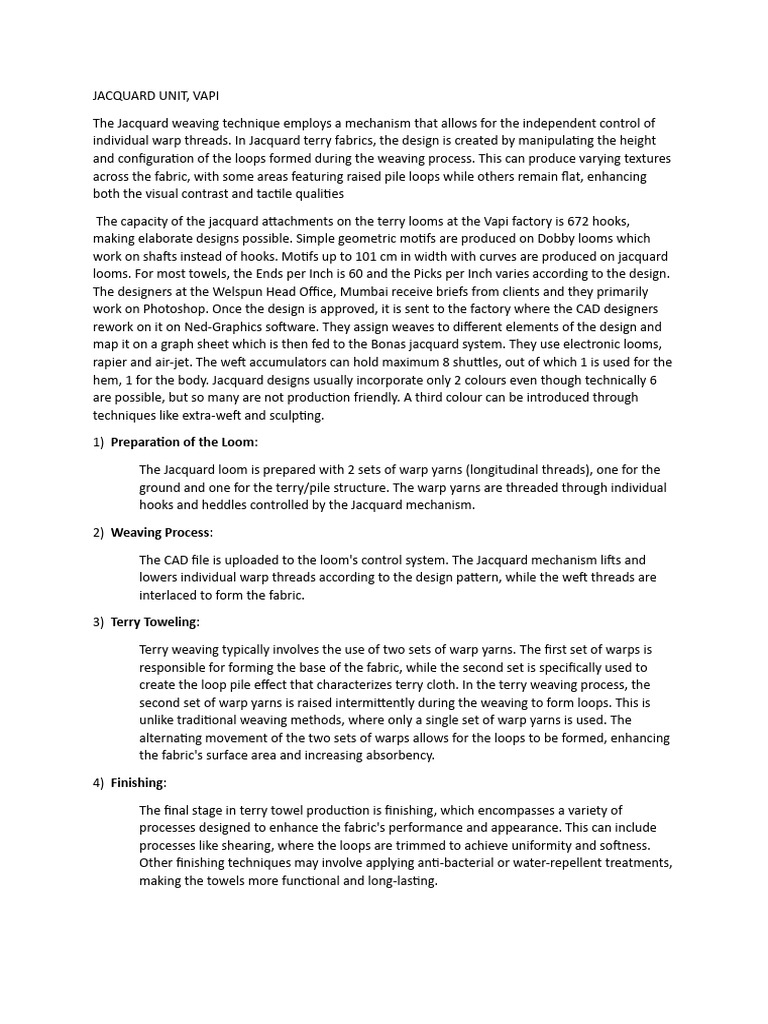 Welspun Vapi Visit (AutoRecovered) | PDF | Spinning (Textiles) | Loom